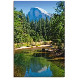 Wandbild Artland "Yosemite Valley Half Dome River of Mercy" Bilder Gr. B/H: 40cm x 60cm, Leinwandbild Gewässer,, grün als Alubild, Outdoorbild, Leinwandbild, Poster in verschied. Größen