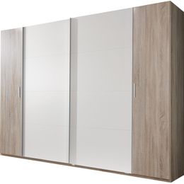 Schwebetürenschrank wimex "Lotto", weiß (struktureichefarben hell, weiß), B:225cm H:210cm T:65cm, Schränke