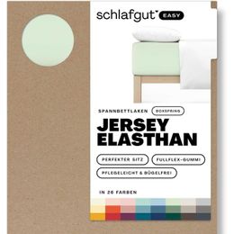 Spannbettlaken Schlafgut "EASY Jersey Elasthan Boxspring" Laken Gr. B/L: 180-200cm x 200-220cm, Jersey, 180-200x200-220cm 40cm, grün (grün light) MADE IN GREEN by OEKO-TEX