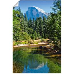 Wandbild Artland "Yosemite Valley Half Dome River of Mercy" Bilder Gr. B/H: 80cm x 120cm, Poster Gewässer,, grün als Alubild, Outdoorbild, Leinwandbild, Poster in verschied. Größen