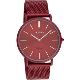 Quarzuhr Oozoo "C20001" Armbanduhren rot (bordeaux) Damen Armbanduhr, Damenuhr, analog, Milanaisearmband