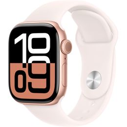 Smartwatch Apple "Watch Series 10 Aluminium" Smartwatches Gr. 42mm, ohne eSIM, M/L, Sport Band, rosegold (rosa/rosegold)