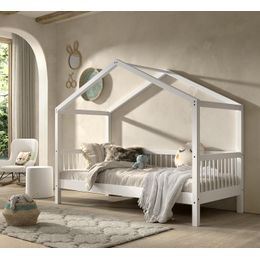 Hausbett Home Affaire, weiß (weiß, weiß, weiß), B:97,5cm H:170cm L:207,5cm, Betten, mit LF 90x200 cm, wahlweise mit o. ohne Bettschublade, Buche weiß
