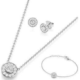 Kette mit Anhänger Giorgio Martello MILANO "3-teiliges Zirkonia Schmuckset, Silber 925" Halsketten Gr. Onesize, Silber 925 (Sterlingsilber), silberfarben (silber) Damen