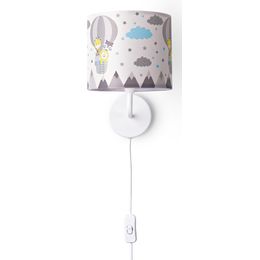 Wandleuchte Paco Home "Cosmo 343" Lampen Gr. Ø 18cm H: 26,5cm, weiß Kinder Kinderlampe Lampe Kinderzimmer Stecker âˆ…18cm Heißluftballon Tiere Kabel 3m E14