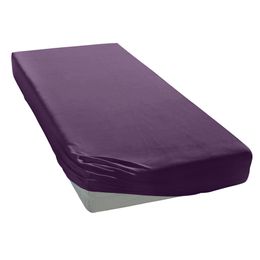 Spannbettlaken Elegante "Mako-Jersey" Laken Gr. B/L: 120-130cm x 200-220cm, Mako-Jersey, 120x200cm 28cm, lila (viola) in hochwertiger Qualität mit Elasthan-Anteil