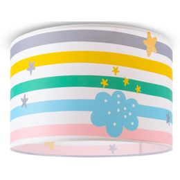 Deckenleuchte Paco Home "Tweet 462" Lampen Gr. Ø 45,5cm H: 29,5cm, weiß Kinder Kinderlampe Lampe Kinderzimmer Babyzimmer Deckenlampe Streifen Regenbogen E27