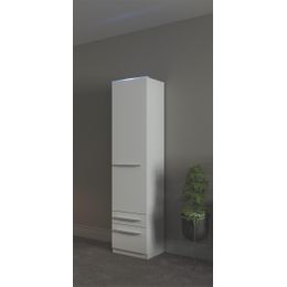 Kleiderschrank Priess "Schrank Garderobe Wäscheschrank Barcelona in 5 Breiten" Schränke Gr. B/H/T: 48cm x 193cm x 36cm, Türanschlag rechts, mit Beleuchtung,, weiß viel Stauraum, geräumige Schubkästen, mit Spiegel, MADE IN GERMANY