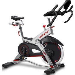 Speedbike BH FITNESS "Indoorbike Rex Electronic H921E", bunt (silberfarben, schwarz, rot), FahrradtrainerB:63cm H:117cm L:104cm, Schwungmasse ca. 20 kg, B:63cm H:117cm L:104cm