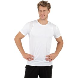 T-Shirt TRIGEMA "TRIGEMA COOLMAX Sport T-Shirt", Herren, Gr. L, weiß, 100% Polyester (recycelt), sportlich, Shirts