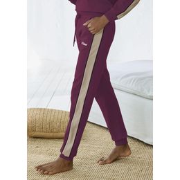 Sweathose s.Oliver Gr. 32/34, N-Gr, rot (dunkelrot), Damen, Sweatware, Obermaterial: 95% Baumwolle, 5% Elasthan, unifarben mit Farbeinsatz, Hosen, mit Seitenstreifen und Pipings, Loungewear