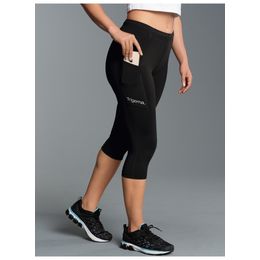 Jerseyhose TRIGEMA "TRIGEMA Kurze Sportleggings mit Seitentasche" Gr. L, US-Größen, schwarz Damen Hosen