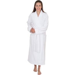 WEWO-Fashion Unisex-Bademantel WEWO FASHION "3002" Hausmäntel Gr. 58 L: 125cm, weiß klassisch elegant