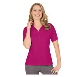 Poloshirt TRIGEMA "TRIGEMA Poloshirt aus Baumwolle mit Kristallsteinen" Gr. L, pink (magenta), Damen, 100% Baumwolle, Shirts