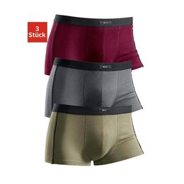 H.I.S. Hipster H.I.S Gr. 5, bunt (grau, olivgrün, bordeaux), Herren, Jersey, Obermaterial: 95% Baumwolle, 5% Elasthan, unifarben, Unterhosen, knapp sitzende Boxershorts aus Baumwollmischung