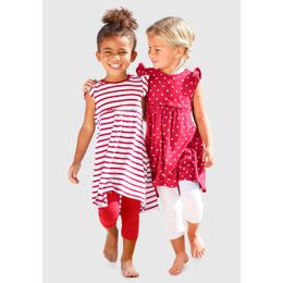 Jerseykleid Kidsworld "für kleine Mädchen", Mädchen, Gr. 128/134, N-Gr, rot (rot, weiß), Jersey, Obermaterial: 100% Baumwolle, gepunktet, gestreift, modisch, ausgestellt kniefrei, Rundhals, ohne Ärmel, Kleider, festliche Anlässe, kniefrei, modischer Stil, aus reiner Baumwolle