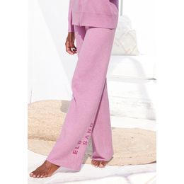 Strickhose ELBSAND Gr. 32/34, N-Gr, rosa, Damen, Obermaterial: 50% Viskose (LENZING ECOVERO), 28% Polyester, 22% Nylon, unifarben, meliert, Hosen, mit weitem Bein und eingestricktem Logo, Loungewear