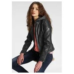 Lederjacke Mauritius "CASEY" Gr. XL, schwarz Damen Jacken mit abnehmbarem Kapuzen-Sweateinsatz & aufwendigen Biker-Details