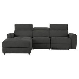 Ecksofa Home Affaire "Sentrano, L-Form" Sofas Gr. B/H/T: 275cm x 82cm x 164cm, Webstoff, Recamiere links, mit motorischer Relaxfunktion-mit USB-Anschluss, grau (anthrazit) 275 cm, man. o. elektr. Relaxfunktion und USBKopfverstellung