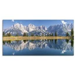 Wandbild Artland "Kaisergebirge Tirol", blau, B:150cm H:75cm, Bilder, als Alubild, Outdoorbild, Leinwandbild, Poster, Wandaufkleber