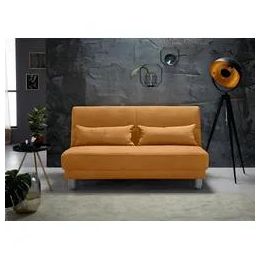 Schlafsofa Inosign "Gina" Sofas Gr. B/H/T: 160cm x 86cm x 195cm, Chenille, orange (mango) mit einem Handgriff vom Sofa zum Bett