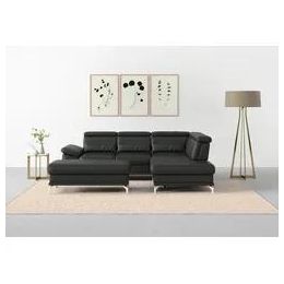 Sit & More Ecksofa SIT & MORE "Cabrio L-Form, mit Sitztiefenverstellung, Arm- und Kopfteilverstellung" Sofas Gr. B/H/T: 274cm x 87cm x 230cm, Material, Ottomane rechts, ohne Bettfunktion-ohne Bettkasten, grau (anthrazit) 3 Nierenkissen, Federkern, optional Bettfunktion und Stauraum