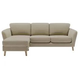 Ecksofa Home Affaire "MARSEILLE (242/152cm),L-Form, Rec. rechts/links" Sofas Gr. B/H/T: 242cm x 88cm x 152cm, Flachgewebe, Recamiere links, braun (latte) Massivholzbeine aus Eiche, in verschieden Bezügen und Farbvarianten