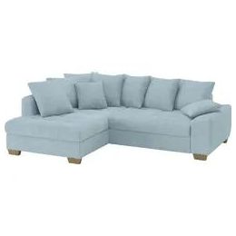 Ecksofa Inosign "Nikita II, L-Form" Sofas Gr. B/H/T: 243cm x 88cm x 190cm, Cord, Bettfunktion rechts, Ausführung, blau (stripes 8624 grau) mit Kaltschaumpolsterung, wahlweise Bett und Bettkasten