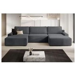 Wohnlandschaft Trendmanufaktur "Challenge, Schlafsofa mit Bettkasten, Couch in U-Form, Breite 333 cm" Sofas Gr. B/H/T: 333cm x 98cm x 168cm, Microfaser, mit Schlaffunktion und Bettkasten, grau (anthrazit) XXL Sofa mit Bettkasten & Schlaffunktion, auch in trendigem Cordstoff