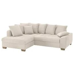 Ecksofa Inosign "Nikita II, L-Form" Sofas Gr. B/H/T: 243cm x 88cm x 190cm, Soft clean, Ottomane links, Ausführung, beige (novaclean avanti 4 ecru) mit Kaltschaumpolsterung, wahlweise Bett und Bettkasten