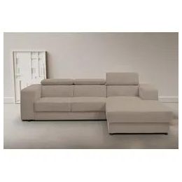 Ecksofa Inosign "Cherry" Sofas Gr. B/H/T: 270cm x 76cm x 192cm, Cord, Ottomane rechts, Ottomane rechts, beige (greige)