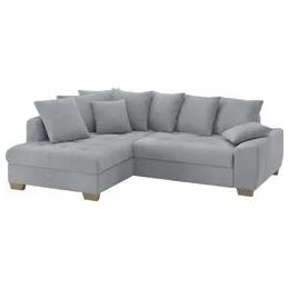 Ecksofa Inosign "Nikita II, L-Form" Sofas Gr. B/H/T: 243cm x 88cm x 190cm, Microfaser, Ottomane links, Ausführung, grau (memphis 45 grau) mit Kaltschaumpolsterung, wahlweise Bett und Bettkasten