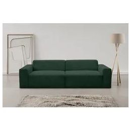 Sofa Inosign "Zeus 3-Sitzer" Sofas Gr. B/H/T: 256cm x 70cm x 105cm, Cord, Cord Poso, grün (moosgrün) Curvy Trend 3-Sitzer mit urbaner Optik