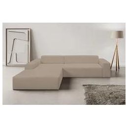 Ecksofa Inosign "Zeus-XL" Sofas Gr. B/H/T: 311cm x 70cm x 210cm, Chenille, Ottomane links, Ottomane links, braun (hellbraun) Curvy Trend Garnitur mit urbaner Optik