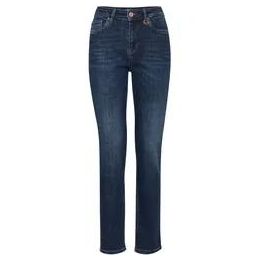 Röhrenjeans Pulz Jeans "Rhrenjeans PZLiva" Gr. 32, Länge 32, blau (dunkelblau denim) Damen Jeans