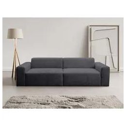 Sofa Inosign "Zeus 3-Sitzer" Sofas Gr. B/H/T: 256cm x 70cm x 105cm, Chenille, Chenille Flow, grau (anthrazit) Curvy Trend 3-Sitzer mit urbaner Optik