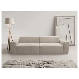 Sofa Inosign "Zeus 3-Sitzer" Sofas Gr. B/H/T: 256cm x 70cm x 105cm, Chenille, Chenille Flow, braun (hellbraun) Curvy Trend 3-Sitzer mit urbaner Optik