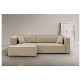 Ecksofa Inosign "Atlanta" Sofas Gr. B/H/T: 280cm x 76cm x 147cm, Kunstleder, Ottomane links, Ottomane links, beige Design Ecksofa mit hohem Komfort, Schlaffunktion & Bettkasten