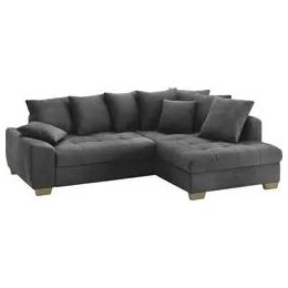 Ecksofa Inosign "Nikita II, L-Form" Sofas Gr. B/H/T: 243cm x 88cm x 190cm, Microfaser, Ottomane rechts, Ausführung, schwarz (memphis 17 schwarz) mit Kaltschaumpolsterung, wahlweise Bett und Bettkasten