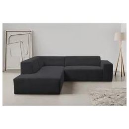 Ecksofa WERK2 "Zeus-M, tolles Sofa mit schönen Details, L-Form", grau (anthrazit), B:251cm H:70cm T:262cm, 90% Polyester, 10% Nylon, Sofas, Curvy Trend Garnitur, urbane Optik, komfortable Wellenunterfederung