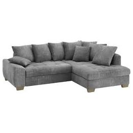 Ecksofa Inosign "Nikita II, L-Form" Sofas Gr. B/H/T: 243cm x 88cm x 190cm, Velours, Ottomane rechts, Ausführung, grau (dolce 16 graphite) mit Kaltschaumpolsterung, wahlweise Bett und Bettkasten