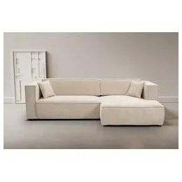 Ecksofa Inosign "Atlanta" Sofas Gr. B/H/T: 280cm x 76cm x 147cm, Cord, Ottomane rechts, Ottomane rechts, beige (natur) Design Ecksofa mit hohem Komfort, Schlaffunktion & Bettkasten