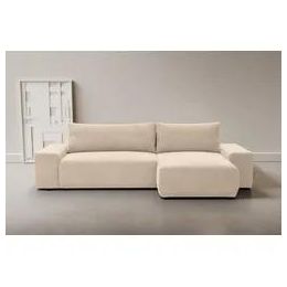 Ecksofa Inosign "Amsterdam" Sofas Gr. B/H/T: 300cm x 76cm x 150cm, Cord, Ottomane rechts, Ottomane rechts, beige (natur) Design Ecksofa mit hohem Komfort, Schlaffunktion & Bettkasten