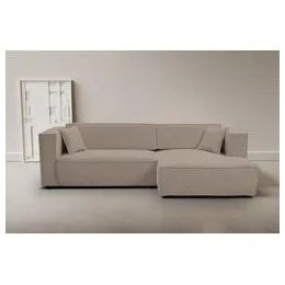 Ecksofa Inosign "Atlanta" Sofas Gr. B/H/T: 280cm x 76cm x 147cm, Cord, Ottomane rechts, Ottomane rechts, beige (greige) Design Ecksofa mit hohem Komfort, Schlaffunktion & Bettkasten