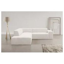 Ecksofa Inosign "Zeus-M" Sofas Gr. B/H/T: 251cm x 70cm x 262cm, Chenille, Recamiere links, Recamiere links, beige (natur) Curvy Trend Garnitur mit urbaner Optik