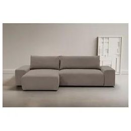 Ecksofa Inosign "Amsterdam" Sofas Gr. B/H/T: 300cm x 76cm x 150cm, Struktur fein, Ottomane links, Ottomane links, braun (samba)