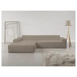 Ecksofa Inosign "Zeus-XL" Sofas Gr. B/H/T: 311cm x 70cm x 210cm, Cord, Ottomane links, Ottomane links, beige (greige) Curvy Trend Garnitur mit urbaner Optik