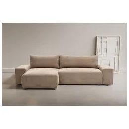 Ecksofa Inosign "Amsterdam" Sofas Gr. B/H/T: 300cm x 76cm x 150cm, Cord, Ottomane links, Ottomane links, beige (greige) Design Ecksofa mit hohem Komfort, Schlaffunktion & Bettkasten