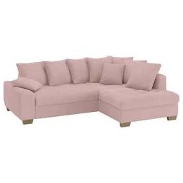 Ecksofa Inosign "Nikita II, L-Form" Sofas Gr. B/H/T: 243cm x 88cm x 190cm, Cord, Ottomane rechts, Ausführung, rosa (stripes 8626 flamingo) mit Kaltschaumpolsterung, wahlweise Bett und Bettkasten