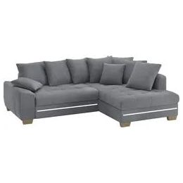 Ecksofa Inosign "Nikita II, L-Form" Sofas Gr. B/H/T: 243cm x 88cm x 190cm, Soft clean, Ottomane rechts, Polsterecke mit Kaltschaum und RGB-LED Beleuchtung inkl. Fernbedienung, grau (novaclean avanti 1 stone) mit Kaltschaum, RGB-LED Beleuchtung, wahlweise Bett, Bettkasten